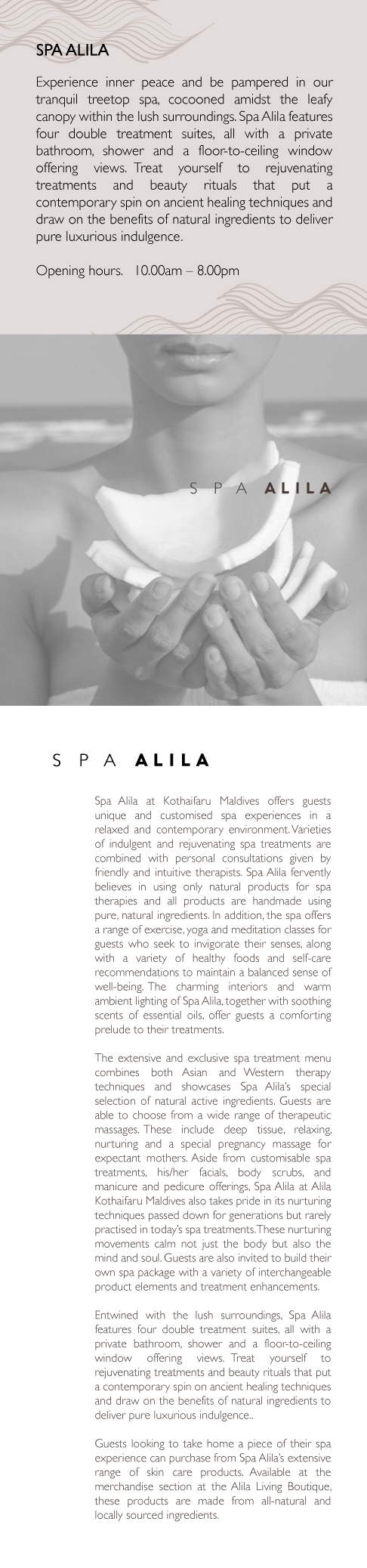 Spa Alila | My Hotel | Alila Kothaifaru Maldives